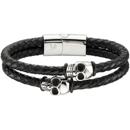 Bruno Banani Lederarmband &raquo;Schmuck&laquo; schwarz 21,5cm, Edelstahl Leder