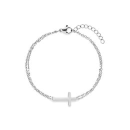 s.Oliver Damen s.Oliver Armband &raquo;Modern Cross, Kreuz-Optik&laquo; silber 21cm, Edelstahl