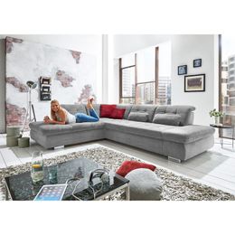 Die PlanBar Ecksofa &raquo;MP-IN17004 L-Form, Breite 323 cm, mit Federkern-Polsterung&laquo; inkl. Sitztiefenverstellung, wahlweise weitere Funktionen silber 100%