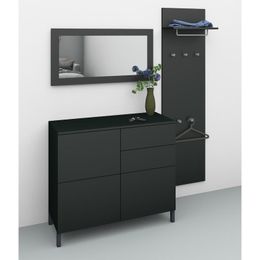 borchardt M&ouml;bel borchardt M&ouml;bel Garderoben-Set &raquo;Haama 3-teilig mit Kommode, Wandpaneel und Spiegel&laquo; 3 Stk. tlg. schwarz Einheitsgr&ouml;&szlig;e