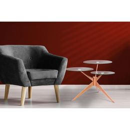 Kayoom Beistelltisch &raquo;Triplet, moderner, drei Tischplatten in versetzter Anordnung&laquo; 1 Stk. tlg. Drei Tischplatten auf verschiedenen H&ouml;hen, Retro-Design rosa 
