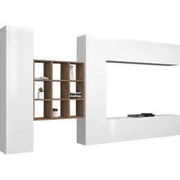 Home Affaire Wohnwand &raquo;Maruska&laquo; 1 Stk. tlg. wei&szlig; Holzwerkstoff B/H/T: 350cmcm x 180cmcm x 30cmcm