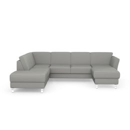 Sit & More sit&more Wohnlandschaft &raquo;Visby U-Form&laquo; Wahlweise mit Schlaffunktion und Stauraum, frei im Raum stellbar silber B/H/T: 303cm x 87cm x 213cm, Luxus-