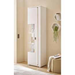 Home Affaire Vitrine &raquo;LONG ISLAND&laquo; 1 Stk. tlg. in moderner Trendfarbe,inklusive senkrechter Beleuchtung,Breite 55 cm wei&szlig; Holzwerkstoff Weiss, B/H/T: 
