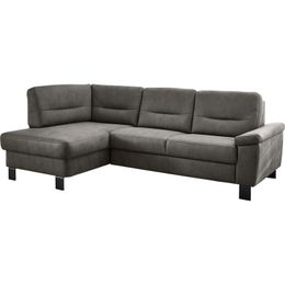 Die PlanBar Ecksofa &raquo;PP-PF23172 L-Form, Breite 244 cm&laquo; Eckgarnitur mit besonders kleinem Stellma&szlig; ca. 160 x 244 cm grau 100% Polyester B/H/T: 244cm x 