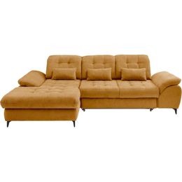 Home Affaire Ecksofa &raquo;Lazio modern und bequem, schmale Armlehnen, tolle Detailverarbeitung&laquo; braun 100% Polyester B/H/T: 273cm x 189cm, Microfaser, 