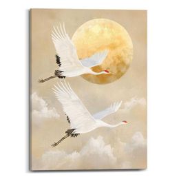 Reinders Leinwandbild &raquo;Kr&auml;ne&laquo; Wohnzimmer - Mond - Beige - Leinwand - Tiere - 50x70 cm beige B/H/T: 50cm x 70cm x 2,5cm