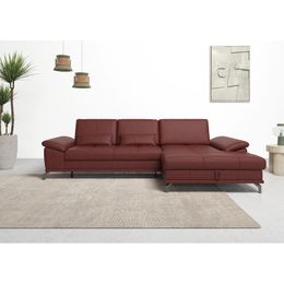 OTTO home Ecksofa &raquo;Costello L-Form, B: 301cm, Sitztiefen & Armteilverstellung, Federkern&laquo; 3 Nierenkissen, optional Schlaffunktion & Bettkasten rot 