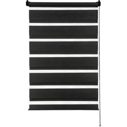 Gardinia Doppelrollo &raquo;Easyfix&laquo; halbtransparent Sichtschutz mit Bohren/ohne Bohren freih&auml;ngend segmentweise gewebter Stoff schwarz Polyester 150cm, 