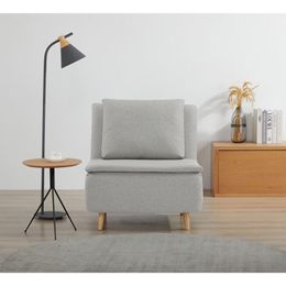 OTTO home Sessel &raquo;AINSLEY - OTTO. Verl&auml;ssliche Qualit&auml;t.&laquo; wandelbar zum G&auml;stebett, Schlafliege, Webstoff u. Cord-Bezug grau 100% Polyester Webstoff, B