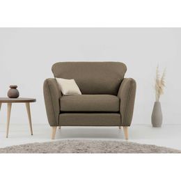 OTTO home Sessel &raquo;MARSEILLE&laquo; Massivholzbeine Eiche, Landhausstil, Wellenunterfederung braun 100% Polyester Struktur, B/H/T: 103cm x 88cm x 90cm