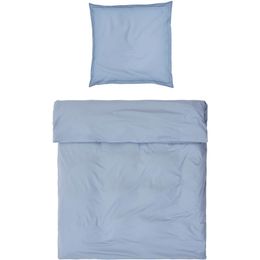 M&ouml;ve Bettw&auml;sche &raquo; Luxury Bettw&auml;sche Set&laquo; 2 Stk. mit elegantem Zierstick blau Satin, Obermaterial: 100% Baumwolle B/L: 155cm x 220cm, Satin, B/L: 80cm x 