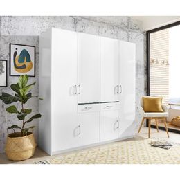 Priess Kleiderschrank wahlweise mit Kranzbeleuchtung wei&szlig; Holzwerkstoff B/H/T: 185cm x 193cm x 55cm, Schubladen: 2 Stk. ohne Kranzbeleuchtung