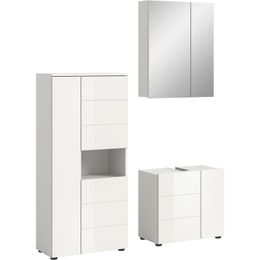 Welltime Badm&ouml;bel-Set &raquo;BIEL, Midischrank, Waschbeckenschrank, Spiegelschrank&laquo; 3 Stk. tlg. wei&szlig; B/H/T: 135cmcm x 190cmcm x 34cmcm