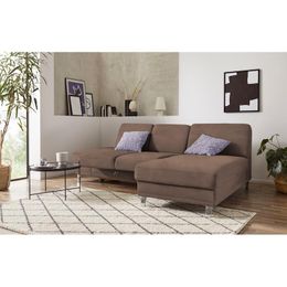 Sit & More sit&more Ecksofa &raquo;Clio L-Form&laquo; optional Schlaffunktion oder Vorziehsitz und Bettkasten, Federkern braun B/H/T: 246cm x 89cm x 165cm, Luxus-Microfaser 