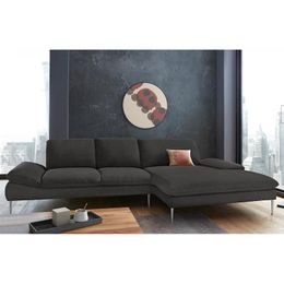 W.Schillig Ecksofa &raquo;enjoy&MORE, Designsofa, bequem, zeitlos und elegant, L-Form&laquo; mit Sitztiefenverstellung, F&uuml;&szlig;e Chrom gl&auml;nzend, Breite 340 cm grau 