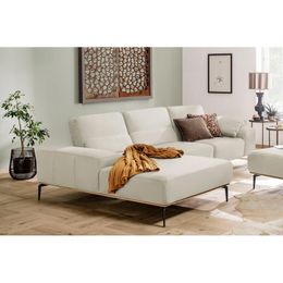 W.Schillig Ecksofa &raquo;run, Designsofa mit tollem Sitzkomfort, bequem, L-Form&laquo; mit Holzsockel, F&uuml;&szlig;e in Schwarz pulverbeschichtet, Breite 319 cm wei&szlig; 