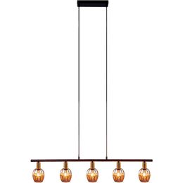 N&auml;ve n&auml;ve Pendelleuchte &raquo;Corbis&laquo; E14 1 Stk. 5 Spots excl. E14 max. 40W schwarz/natur/gold L&auml;nge 100cm mit Rattan schwarz 5, H: 120cm, 1 Stk.