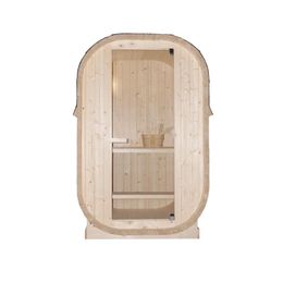 Sanotechnik Fasssauna &raquo;Au&szlig;ensauna LINDHOLM&laquo; inkl. Saunaofen und -steine braun Saunaofen, 3,6 kW