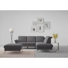 Sit & More sit&more Ecksofa &raquo;Fashion L-Form&laquo; wahlweise mit Kopfteilverstellung, Vorziehsitz, motorisch, Nickelf&uuml;&szlig;e braun B/H/T: 250cm x 84cm x 207cm, Chenille, 
