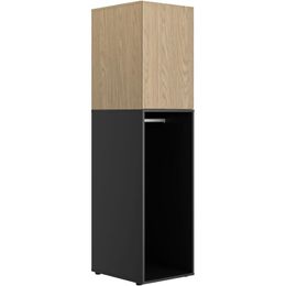 Kleiderschrank &raquo;NAEL&laquo; Schrank 1 T&uuml;r schwarz Holzwerkstoff Rookwood Eiche / Schwarz, B/H/T: 50cm x 200cm x 60cm, T&uuml;ren: 1 Stk. 1 Ablageboden,1 
