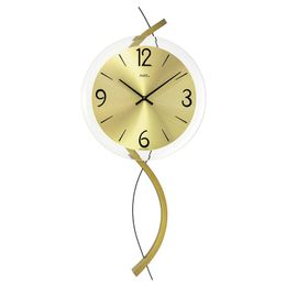 AMS Unisex AMS Wanduhr Quarzuhr, Holz, Wohnzimmer, Esszimmer, K&uuml;che, Arbeitszimmer, B&uuml;ro,Flur gold B/H/L: 23cm x 7cm x 54cm