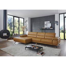 Die PlanBar Ecksofa &raquo;PN-EM19074, L-Form, Breite 343 cm&laquo; inkl. Sitztiefen- und Kopfteilverstellung B/H/T: 343cm x 193cm, Glattleder TORRO, Ottomane 