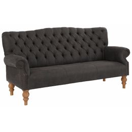 Home Affaire Chesterfield-Sofa &raquo;Lord&laquo; mit echter Chesterfield-Knopfheftung und Ziern&auml;geln grau Struktur fein (100% Polyester);Luxus-Microfaser 
