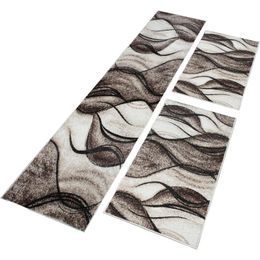 OTTO home Bettumrandung &raquo;Tritom&laquo; H&ouml;he 9 mm 3 tlg. mit besonders weichem Flor, Kurzflor, modernes Wellen Muster braun Obermaterial: 100% Polypropylen B