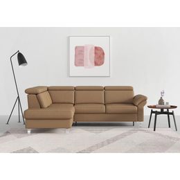 Sit & More sit&more Ecksofa &raquo;Arngast L-Form&laquo; inklusive Kopfteilverstellung und Federkern braun B/H/T: 245cm x 84cm x 194cm, NaturLEDER , Ottomane links,mit 