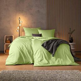 Estella Bettw&auml;sche &raquo;Valetta&laquo; 2 Stk. Gefertigt aus mercerisierter Baumwolle. gr&uuml;n Mako-Satin, Obermaterial: 100% Baumwolle B/L: 135cm x 200cm, 1 Stk., 1 Stk., 