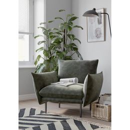 OTTO home Sessel &raquo;Stine Cocktailsessel&laquo; Besonderes Design durch Kissenoptik und Keder gr&uuml;n Struktur (100% Polyester);Struktur weich (85% Polyester/15%