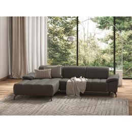 Sit & More sit&more Ecksofa &raquo;Cool L-Form&laquo; wahlweise mit Kopfteilverstellung und Vorziehsitz, motorisch braun B/H/T: 290cm x 79cm x 185cm, Luxus-Microfaser 