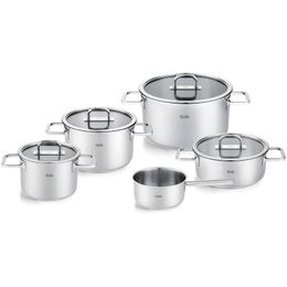 Fissler Topf-Set &raquo;Viseo Pro&laquo; Set, 3 Kocht&ouml;pfe & 1 Bratentopf mit Deckel, 1 Stielkasserolle, 9 tlg. Edelstahl 18/10 silber Einheitsgr&ouml;&szlig;e