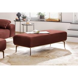 W.Schillig Polsterhocker &raquo;run&laquo; mit Holzsockel, F&uuml;&szlig;e in Bronze pulverbeschichtet, Breite 150 cm rot Longlife Xtra-Leder Z73: Naturwalkleder der 