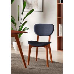 Home Affaire Stuhl &raquo;COZY Made in Italy&laquo; (Set) 2 Stk.Gestell in Buche, Kirsch- oder Nussbaum, Massivholz, Design Stuhl blau Polyester B/H/T: 50cm x 