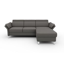 Sit & More sit&more Ecksofa &raquo;Vincenzo L-Form&laquo; inklusive Kopfteilverstellung, optional Schlaffunktion & Bettkasten grau B/H/T: 252cm x 84cm x 165cm, Luxus-