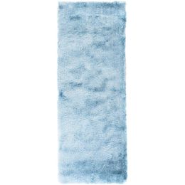 CarpetFine Hochflor-Teppich &raquo;Breeze&laquo; rechteckig 45 mm H&ouml;he besonders weich mit leichtem Glanz Garn, Wohnzimmer blau Polyester B : 80cm 1 Stk., 45mm, L