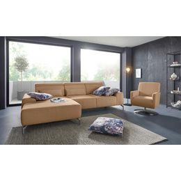 Sit & More sit&more Ecksofa &raquo;Gizeh L-Form&laquo; Fu&szlig;h&ouml;he 15 cm, inklusive Sitztiefenverstellung und Kopfteilverstellung braun B/H/T: 289cm x 178cm, Luxus-Microfaser 