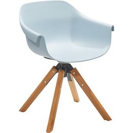 Musterring 4-Fu&szlig;stuhl &raquo;Freilicht Schalenstuhl&laquo; () 2 Stk.Drehbar und in 4 Farben erh&auml;ltlich f&uuml;r flexible Sitzmomente blau Kunststoff, Massivholz B/H/T: 64cm x 