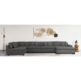Home Affaire Wohnlandschaft &raquo;Skara XXL U-Form&laquo; Lounge-Sofa XXL mit Federkern-Polsterung, in vielen Bezugsvarianten grau 100% Polyester B/H/T: 510cm x 