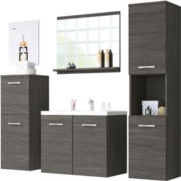 Welltime Badm&ouml;bel-Set &raquo;PARLA&laquo; Komplett-Set, 5 Stk. tlg. grau Holzwerkstoff B/H/T: 120cmcm x 133cmcm x 34,5cmcm