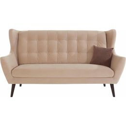 Home Affaire 3-Sitzer &raquo;Hemmink&laquo; mit Knopfheftung beige Samtvelours (100% Polyester);Luxus-Microfaser (100% Polyester);Struktur (94% Polyester, 6% 