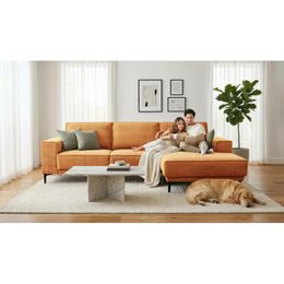OTTO home Ecksofa &raquo;OLAND Chenille L-Form, B: 280 cm, Skandi-Design&laquo; L-Form, 280 cm, Wellenunterfederung, Skandi-Design, Metallf&uuml;&szlig;e orange 100% 