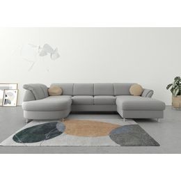 Sit & More sit&more Wohnlandschaft &raquo;Apulia U-Form&laquo; wahlweise Schlaffunktion, Bettkasten und Kopf- und Armteilverstellung grau Webstoff (100% Polyester);Struktur 