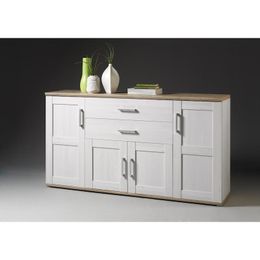 HBZ-MEBLE HBZ Sideboard &raquo;Romance im Landhaustil, Wohnzimmerschrank BxHxT 186x100x46 cm&laquo; 1 Stk. tlg. Landhaustil, Wohnzimmerschrank in Sibiu L&auml;rche NB wei&szlig; 