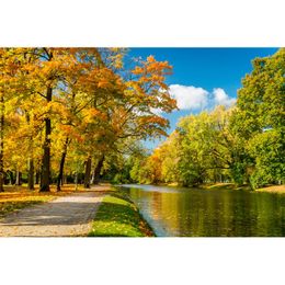 papermoon Fototapete &raquo;River in Autumn Park&laquo; glatt bunt Vlies B/L: 1,5m x 1,11m, Bahnen: 7 Stk.