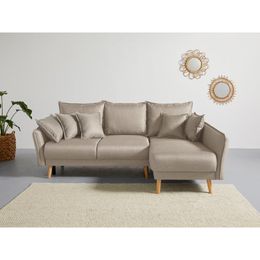 Home Affaire Ecksofa &raquo;Granbo L-Form, B: 240 cm&laquo; Schlaffunktion, Bettkasten, Taschen & 5 Zierkissen, Federkern beige 100% Polyester B/H/T: 240cm x 95cm