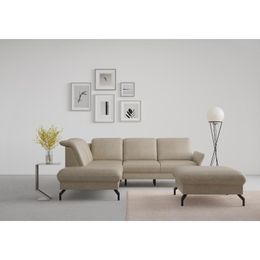 Sit & More sit&more Ecksofa &raquo;Fashion L-Form&laquo; wahlweise mit Kopfteilverstellung und Vorziehsitz, motorisch beige B/H/T: 250cm x 84cm x 207cm, Luxus-Microfasermit 