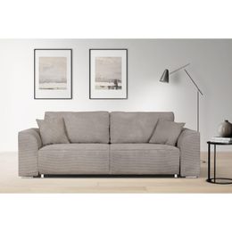 Inosign 3-Sitzer &raquo;BEATRICE, B: 250 cm - wahlweise mit Bettfunktion&laquo; u. Bettkasten, incl. 2 Zierkissen grau 100% Polyester B/H/T: 250cm x 92cm x 107cm,